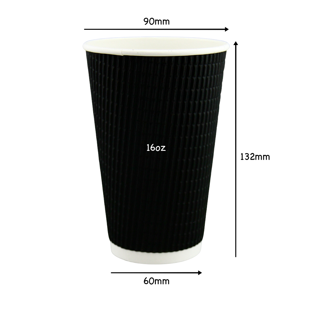 TP COFFEE CUP 16OZ BLACK (25 CUPS X 20SLV) – Quality Food Packaging